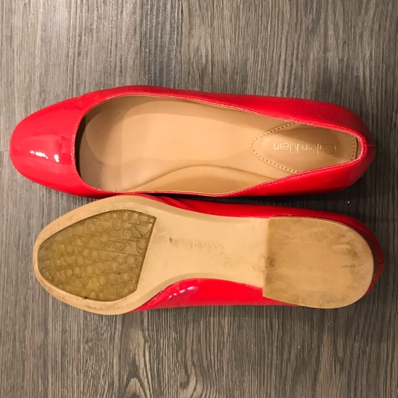 Calvin Klein | Shoes | Ck Red Patent Leather Flats | Poshmark